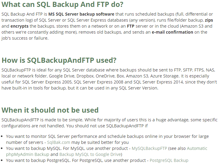 Sql Backup and FTP Online Shopping, Price, Free Trial, Rating & Reviews