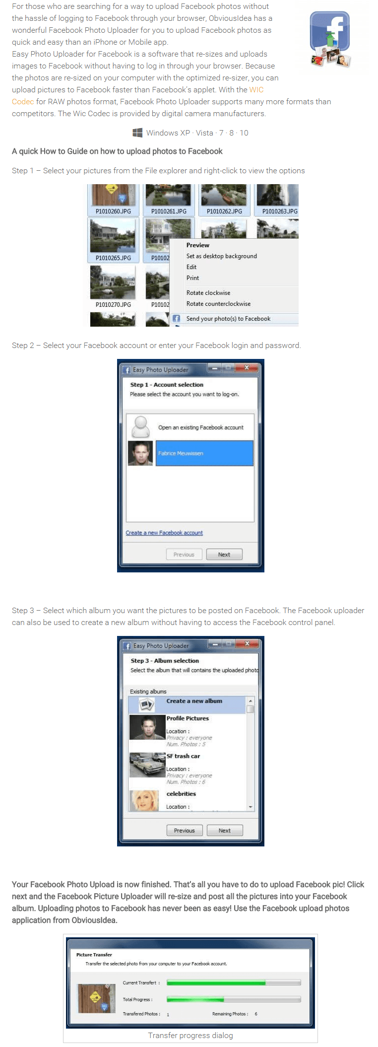 Easy Photo Uploader For Facebook - prestigelast
